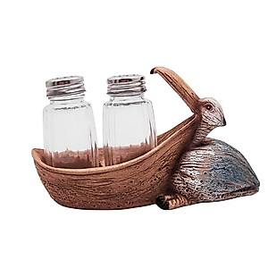 Pelican Salt and Pepper Set Holder, Nautical Décor, Shakers Included, 7 Inches