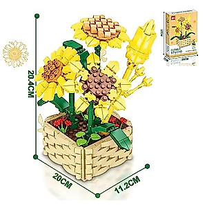 Flower Bouquet Building Sets, Artificial Flowers with Vase, 550 PCS Botanical Collection Building Block Toys, Flower Botanical Bonsai Collection Home Decoration, Birthday Christmas Valentine Gift