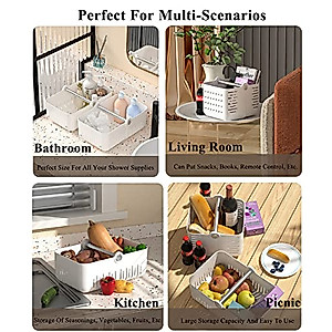 WeshyiGo 2-Pack Grey Shower Caddies and 2 Pack Deformable Plastic Shower Caddy Basket,with handles, Portable Bathroom Caddy Basket, For Bathroom、 room、 Kitchen and College Dorm（White）