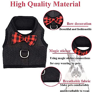 ASOCEA Adjustable Bunny Harness and Leash Soft Pet Harness Vest Cloth Lead for Small Animals Rabbits Ferret Kitten Black
