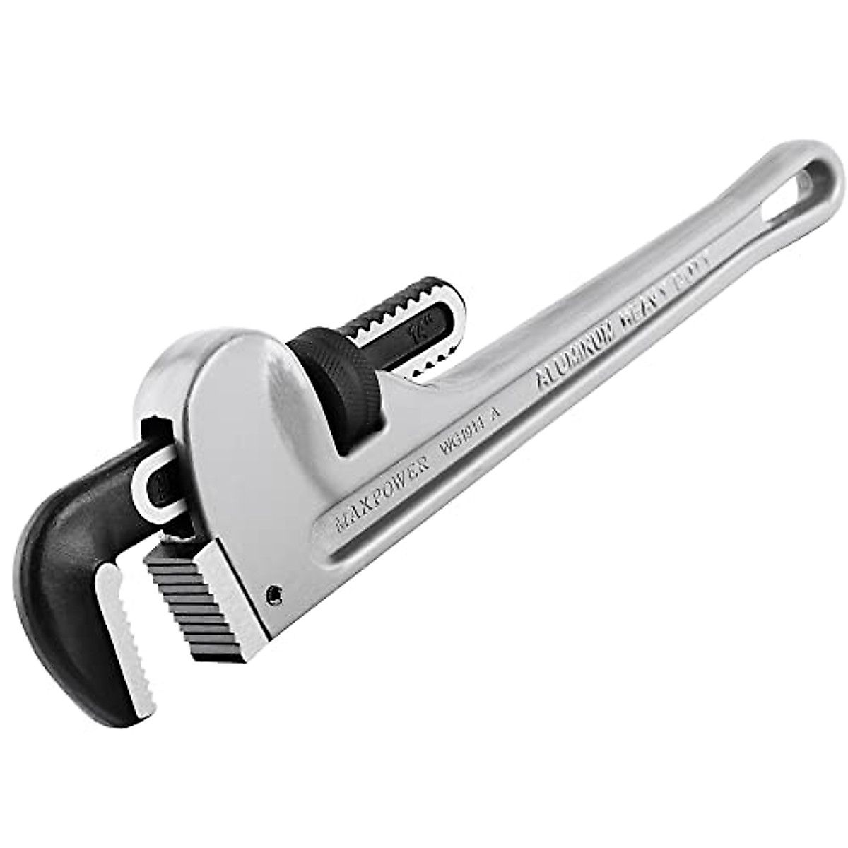 MAXPOWER 14-Inch Pipe Wrench, 40% Lighter Aluminum Plumbing Wrench, Heavy Duty Straight Pipe Wrenches Jaw Max Capacity 2 inch