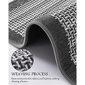 PADOOR Kitchen Rugs Mats Non Skid Washable - 20x47 Inch Kitchen Runners Farmhouse Style,Weave Floor Mats for in Front of Sink Gray