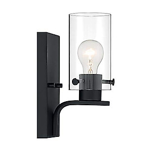 Nuvo 60/7271 Sommerset 1-Light Vanity Fixture with Clear Glass - Matte Black Finish