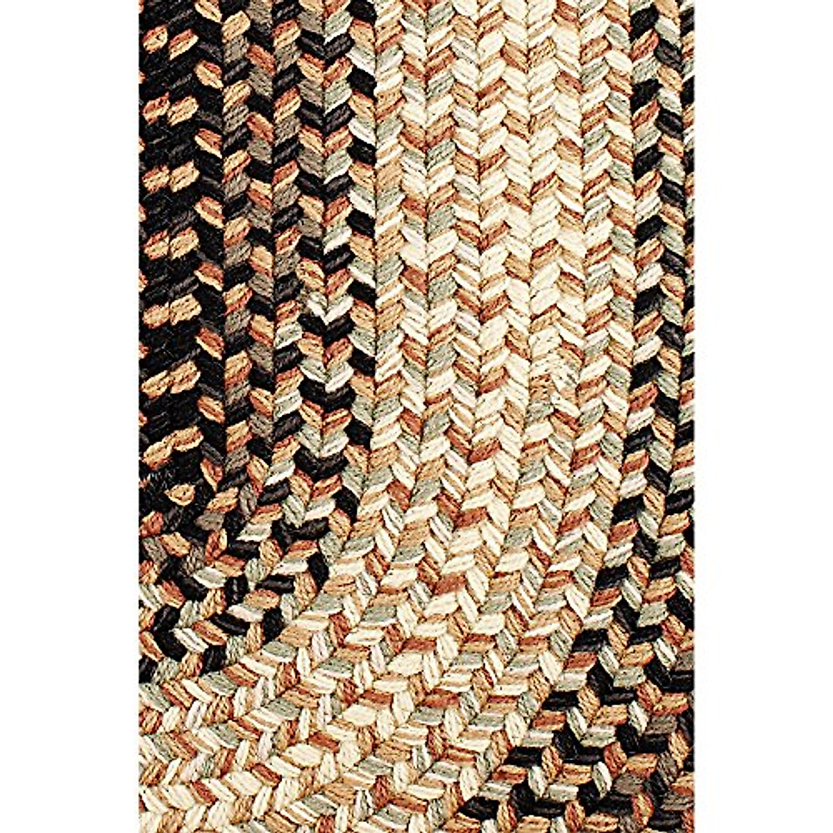 Super Area Rugs Round 4X4 Black/Gray/Gold Braided Rug Hartford Primitive Decor Rug - Indoor Outdoor - 4' X 4' Circular Braided Rug Dining Room Rug