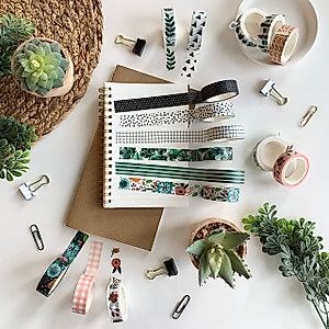 Washi Tape Set of 16 Rolls of 15 mm Wide Washy Tape Cute Decorative Tape for Journaling, Scrapbooking, Crafts, Bullet Journals, Planners, DIY Décor, Craft Supplies For Adults & Kids (Meadow)