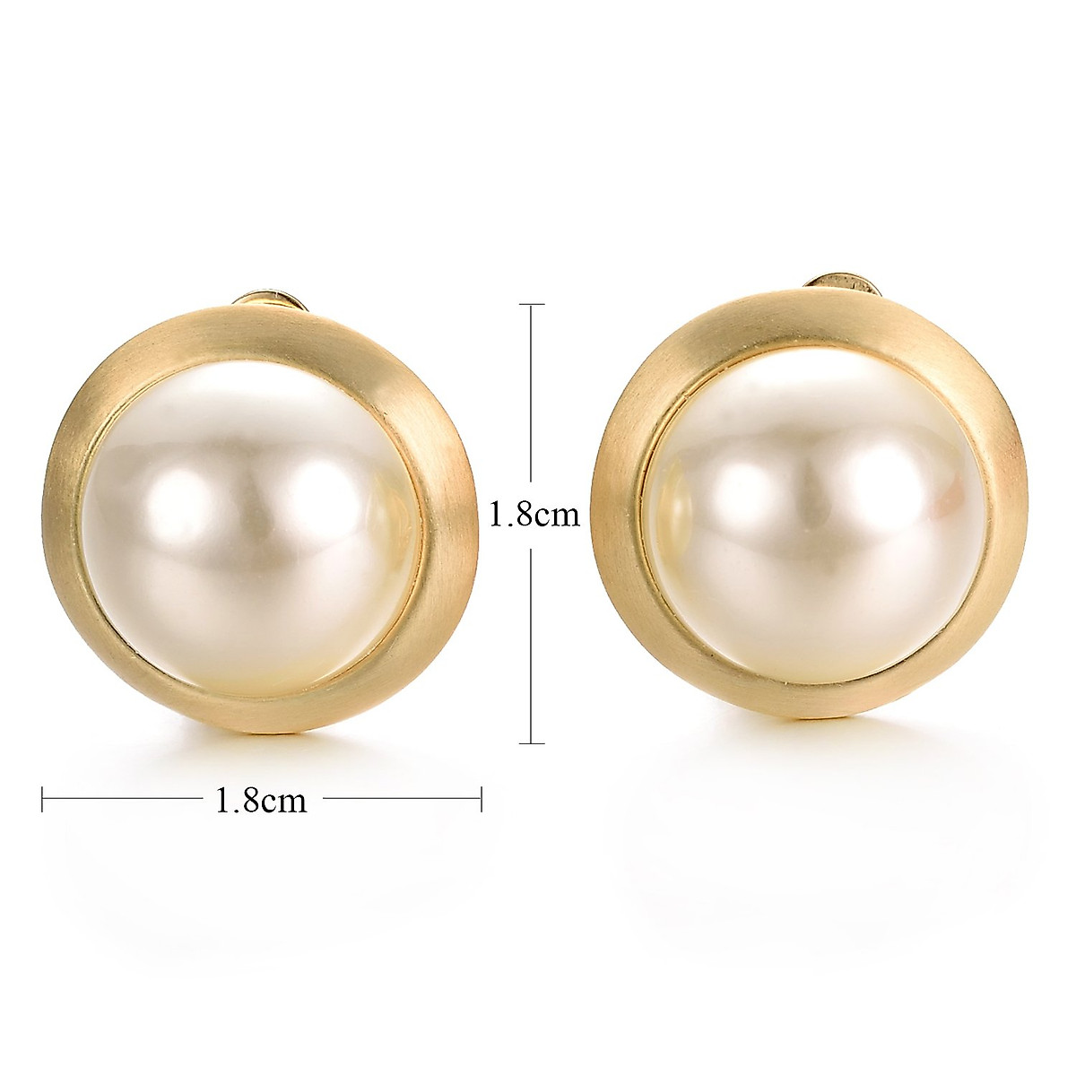 Yoursfs 0.7inch Clip Earring Yellowing Ivory Pearl Round Earrings Non Pierced Clip on Earrings for Women