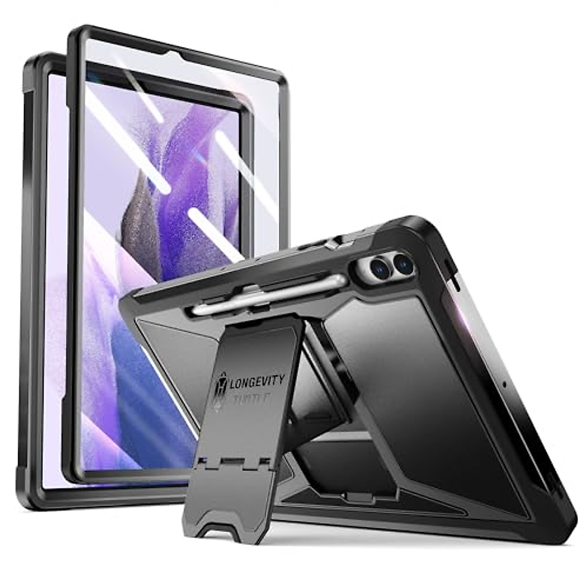 ZtotopCases for Samsung Galaxy Tab S7 FE/S8 Plus/S7 Plus Case,Built-in Screen Protector/S Pen Holder,12.4" Full-Body Heavy Duty Protective Cover for Galaxy Tablet S7 FE 5G 2021/S8+ 2022/S7+ 2020,Black