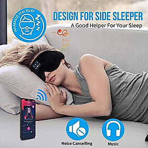 MUSICOZY Sleep Headphones, 3D Sleep Mask Bluetooth 5.2 Wireless Sleeping Headphones Earbuds Built-in HD Ultra Soft Thin Speakers Microphones for Men Women Cool Gadget Unique Gifts