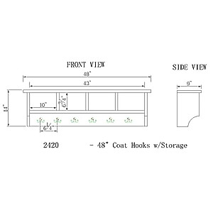 Sonoma 48" Metal and Reclaimed Wood Entryway Coat Hook with Storage Cubbies, Slate Gray