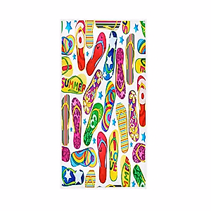 QUGRL Colorful Flip Flops Kitchen Dish Towel Summer Holiday Bath Hand Towels for Bathroom Decor 16x30 in, Soft Quality Premium Fingertip Guest Towel Washcloth for Hotel Spa Gym Sports