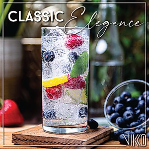 Vikko Water Glasses, Set of 6 Drinking Glasses, Thick and Durable Tumbler, 10 Ounce Tall Kitchen Glasses, Dishwasher Safe Highball Glass Tumbler, Heavy Duty Cups