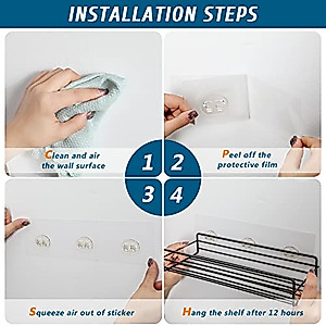 12 Pack Adhesive Hooks Sticker Strong Adhesive Wall Hooks Waterproof Adhesive Hooks for Shower Caddy Adhesive Replacement Clear Strong Sticker Hooks No Drilling Sticky Hanging Hooks (Assorted Hook)
