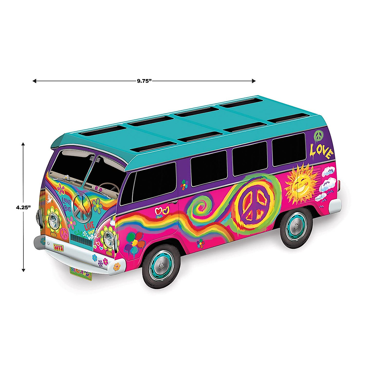 Beistle 3-D 60's Bus Centerpiece, 9.75”, Multicolored