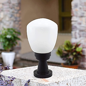 WANQINV Simple Acrylic Pillar Lanterns Outdoor Waterproof Pillar Lights PS Plastic Material Post Light Villa Landscape Lantern Home Door Street Lamp Garden Decorative Column Lamps (White)