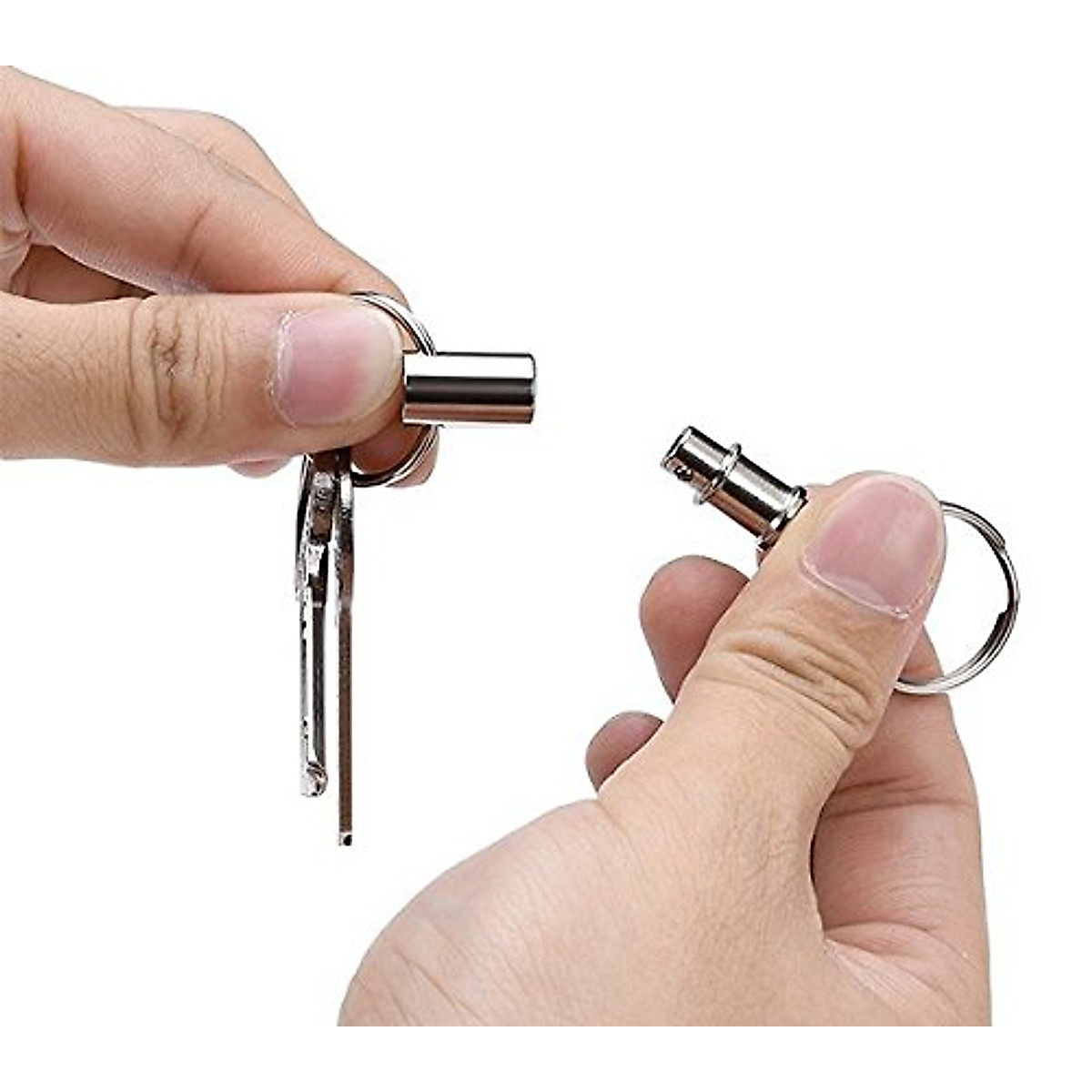 erioctry 2 Pcs Heavy Duty Dual Key Ring Detachable Pull Apart Snap Lock Holder Keychains, Silver