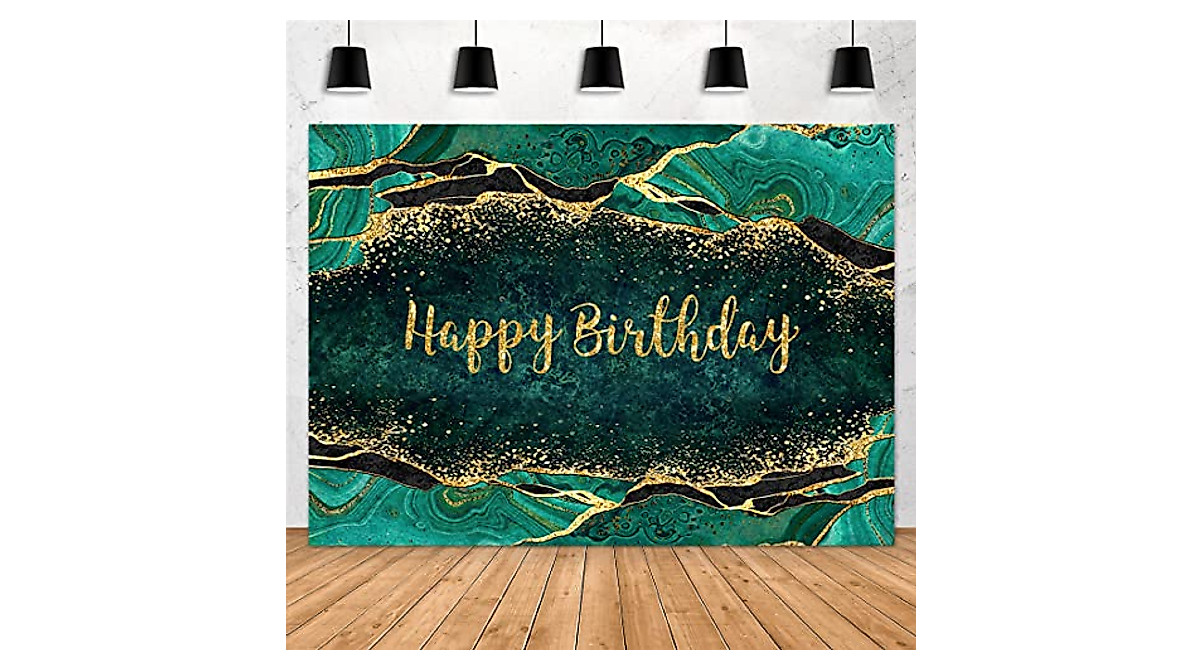 Aperturee 7x5ft Green Marble Birthday Backdrop