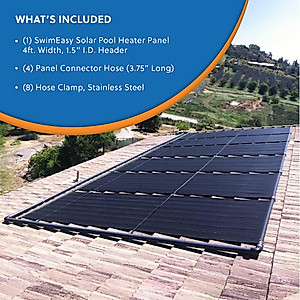 SolarPoolSupply SwimEasy Universal Solar Pool Heater Panel with Replacement Rubber Hose Connectors, 1 Panel for 1.5" I.D. Header — 4' x 8'