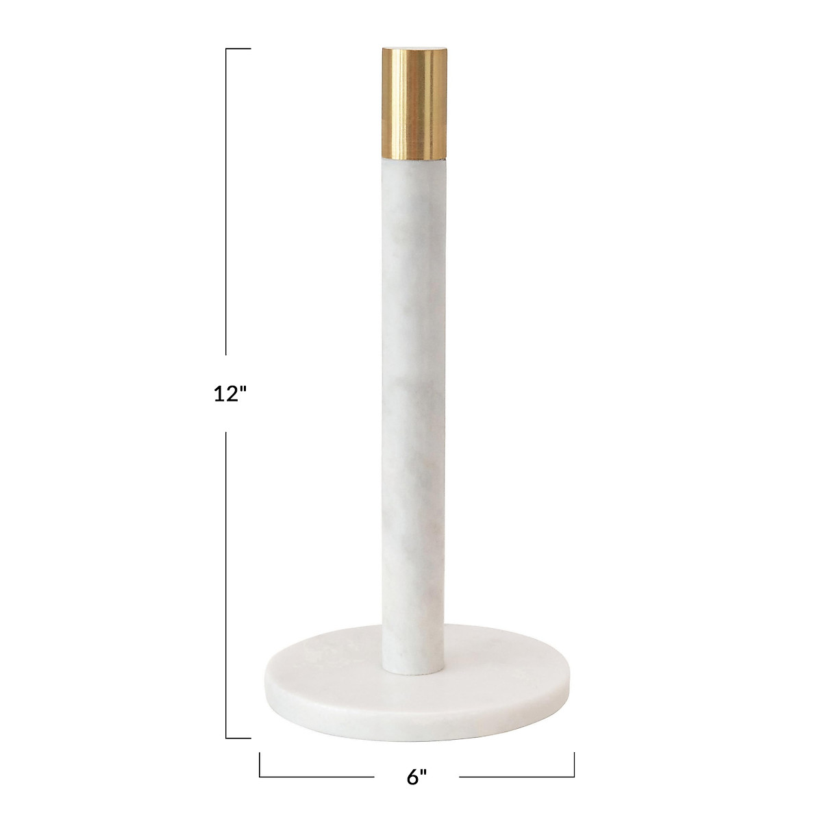 Bloomingville Modern Marble Paper Towel Holder with Brass Accent Band, White