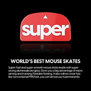 Superglide2 - New Controllable Speed Textured Surface Smoothest Mouse Feet/Skates Made with Ultra Strong Glass Smooth and Durable Sole for Logitech G Pro X Superlight1 [Red]