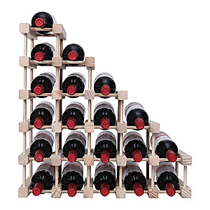 FDHUIJIA Wine Rack Small countertop Cabinet Stackable Storage Wooden freestanding Floor Wine Holder (20 Bottles)