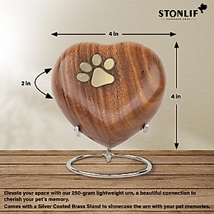 STONLIF Pet Memorial Wood Urns for Dog or Cat Ashes,Small 3 Cubic Inches Wooden Urns Heart Shape Paws Design Urn for Ashes for Dogs, Pet Urns for Cats, Loss Pet Memorial Remembrance Gift - Pattern 1