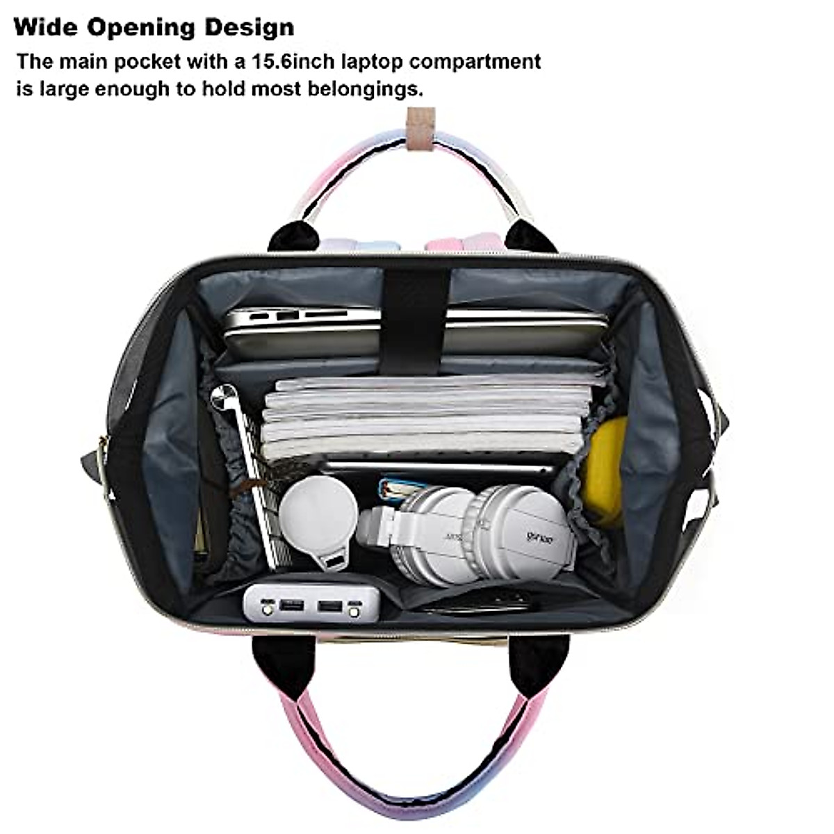 Yusudan Rainbow Laptop Backpack for Womens Girls, College Backpacks School Bag Bookbag 15.6 Inch Computer Backpack