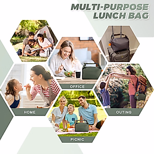 Lunch Bag for Women & Men Fresh Keep Lunch Box, Small Leakproof Cooler Bag Food Lunch Containers High Capacity Reusable Lunch Tote Bags for Work, Office, Picnic, Travel (Green)