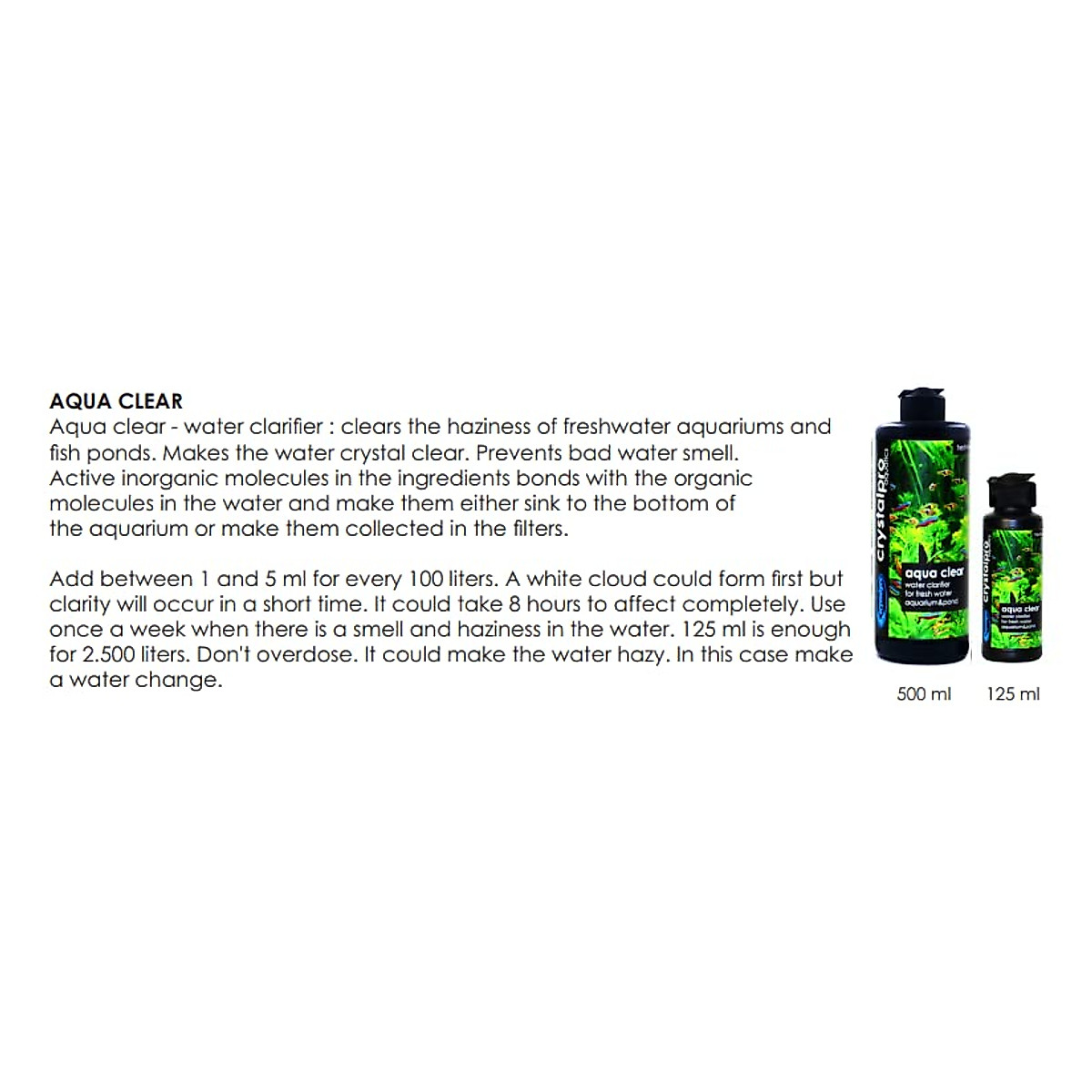 Crystalpro-Aqua Clear Aquarium Water Clarifier 4.22 Oz Bundle with Aqua Conditioner Aquarium Water Conditioner to Treat Tap Water 4.22 Oz for Freshwater Aquariums and Fish Ponds