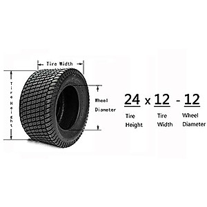 SUNROAD 2pcs 24x12.00-12 8PR Turf Tires Replacement for Lawn & Garden Mower Lawnmower Golf Cart Turf Tread Tubeless