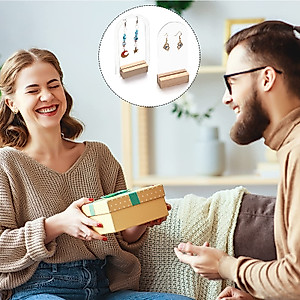 Yulejo Acrylic Earring Display Stand Jewelry Retail Holder Arch Acrylic Earring Holder Solid Hollow Acrylic Sign Stand Jewelry Displays with Wooden Bases for Studs Dangle Earrings (12)