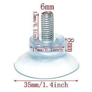 Magic&shell 10PCS 3.5cm Transparent PVC Strong Suction Cup with M6 Screw Replacement Parts for Glass Table Top
