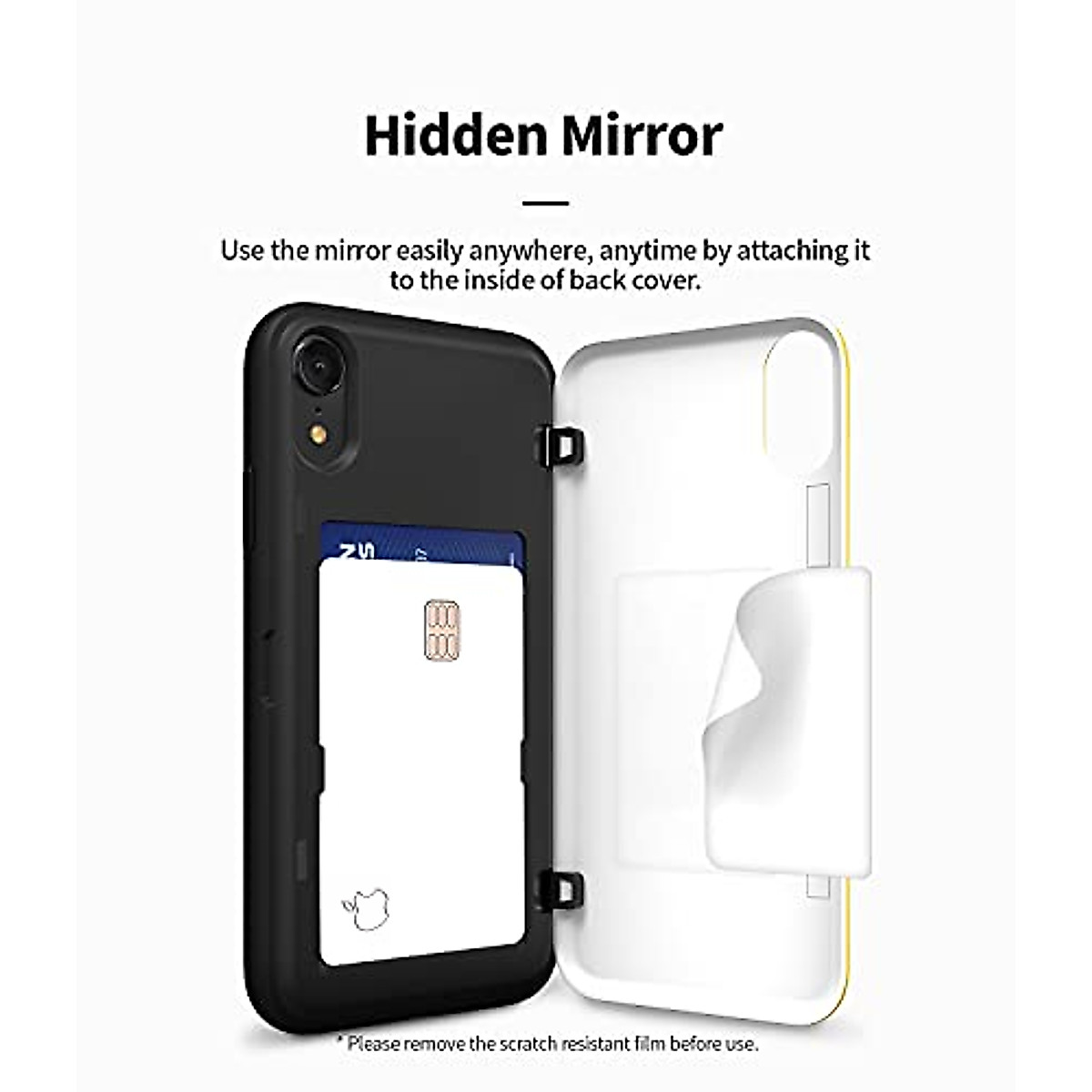 GOOSPERY for iPhone XR Wallet Case with Card Holder, Protective Dual Layer Bumper Phone Case (Noyisin Character Design-Stop Calling Me) - Yellow