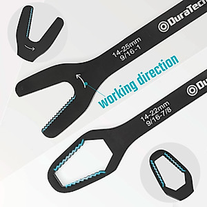 DURATECH Universal Wrench Set, Multi-functional Wrench Set, SAE & Metric, 1/4”-1”& 6-25mm, 38 sizes in 2 Piece, for Home and Car Repair