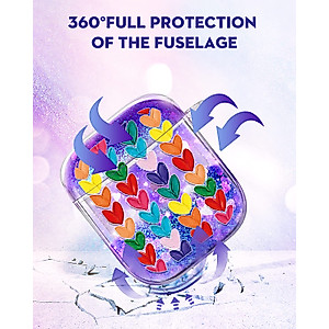 Kokaaee for Airpod Case 2nd & 1st Generation Cover Kawaii Funda Cute Aesthetic Girl Women Protector Liquid Glitter Bling Sparkly Heart Design Estuche Keychain Y2K Girly for Apple Air Pod 1/2 Gen