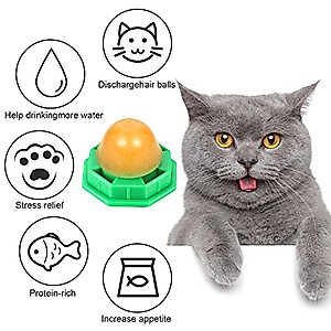 Tinideya 12 Pieces Cat Snacks Candy Ball Cat Licking Sugar Energy Ball Edible Catnip Balls Toy Kitten Sweet Ball Solid Candy for Cat Kitten (Green, Blue)