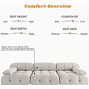 BOKIFOL Sectional Sofa, 104'' Modular Sectional Couch Modern Velvet Sofa 3-Seater Couch for Living Room, Apartment(Beige