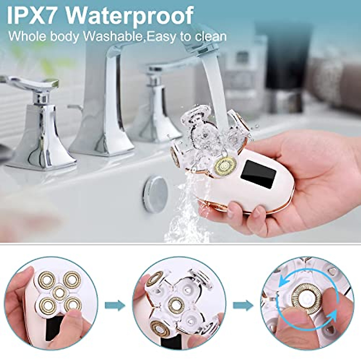 Electric Razors for Women, Facial Hair Removal, Bikini Trimmer, Shaver for Women, Wet and Dry Lady Hair Remover for Legs Body Face, Painless Womens Electric Shaver Cordless Women's Grooming