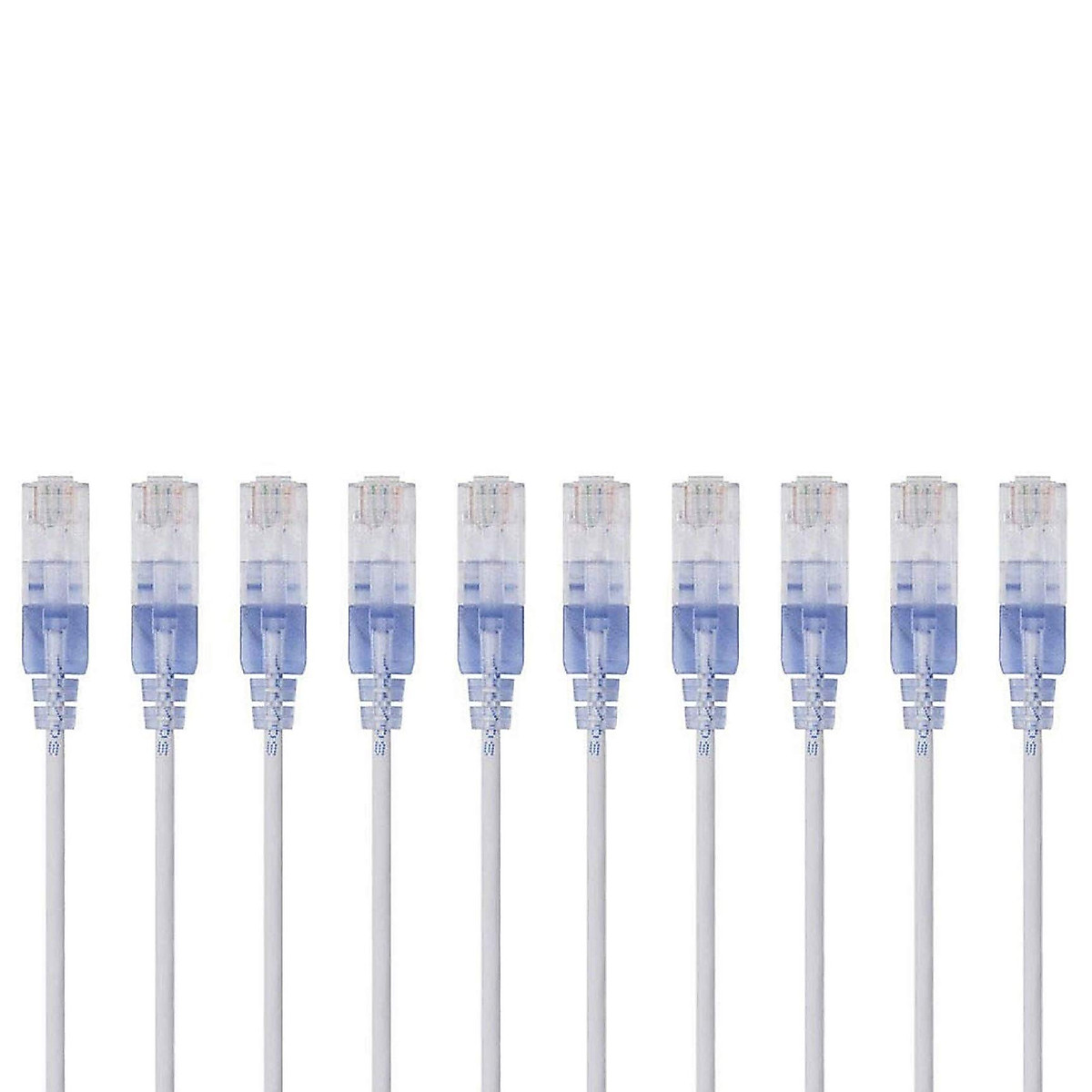 Monoprice Cat6A 25ft White 10-Pk Patch Cable UTP 30AWG 10G Pure Bare Copper Snagless RJ45 SlimRun Series Ethernet Cable