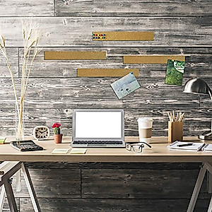 Lockways Cork Bulletin Bar Strip Set 4 Pieces, 2 x 15 Inch, Frameless Cork Board Memo Strip for Office, School, Home Holiday Décor