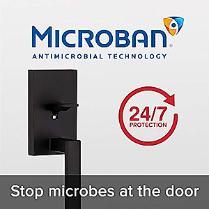 Kwikset 98150-011 San Clemente Front Door Handle with Interior Halifax Lever Featuring Microban Antimicrobial Product Protection, Matte Black