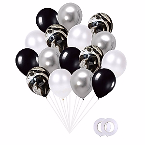 Black Agate Latex Balloons White Metallic Silver Black Party Set(60pcs)12Inch Latex Balloons Birthday Baby Shower Wedding Office Party Colorful Balloons