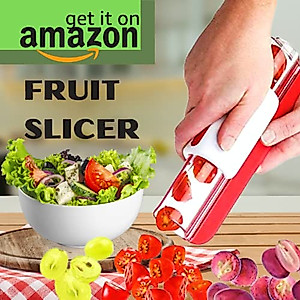 Fruit Slicer Tomato Grape Cherry Slicers Cutter Fruit Vegetable Salad Cutting Kitchen Tools, cherry tomato slicer utensils set, simple and portable (Red)