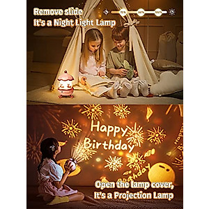 One Fire Night Light for Kids Room Decor, 72 Light Modes Sound Machine Baby Night Light Projector, Remote Timer Kids Night Lights for Bedroom, Rechargeable White Noise Kawaii Unicorns Gifts for Girls