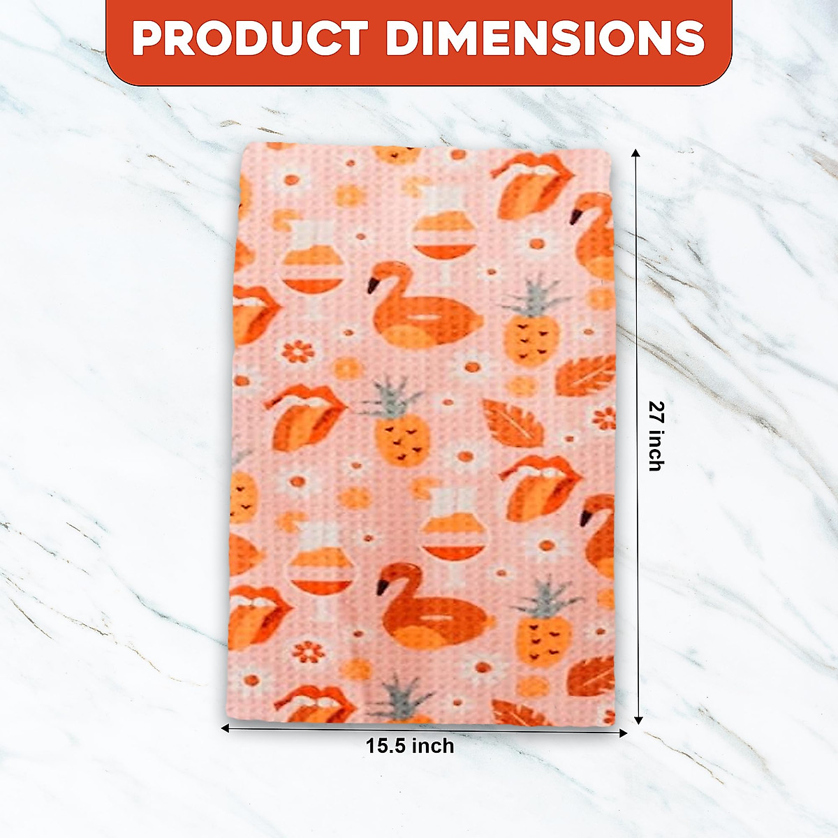 Wildflowers Microfiber Kitchen Towels | Pink & Orange Color Pattern| Waffle Fabric Tea Towel | Super Absorbent, Soft, and Scratch-Free Dish Towels | Perfect for Bath, Home and Kitchen (Pack of 2)