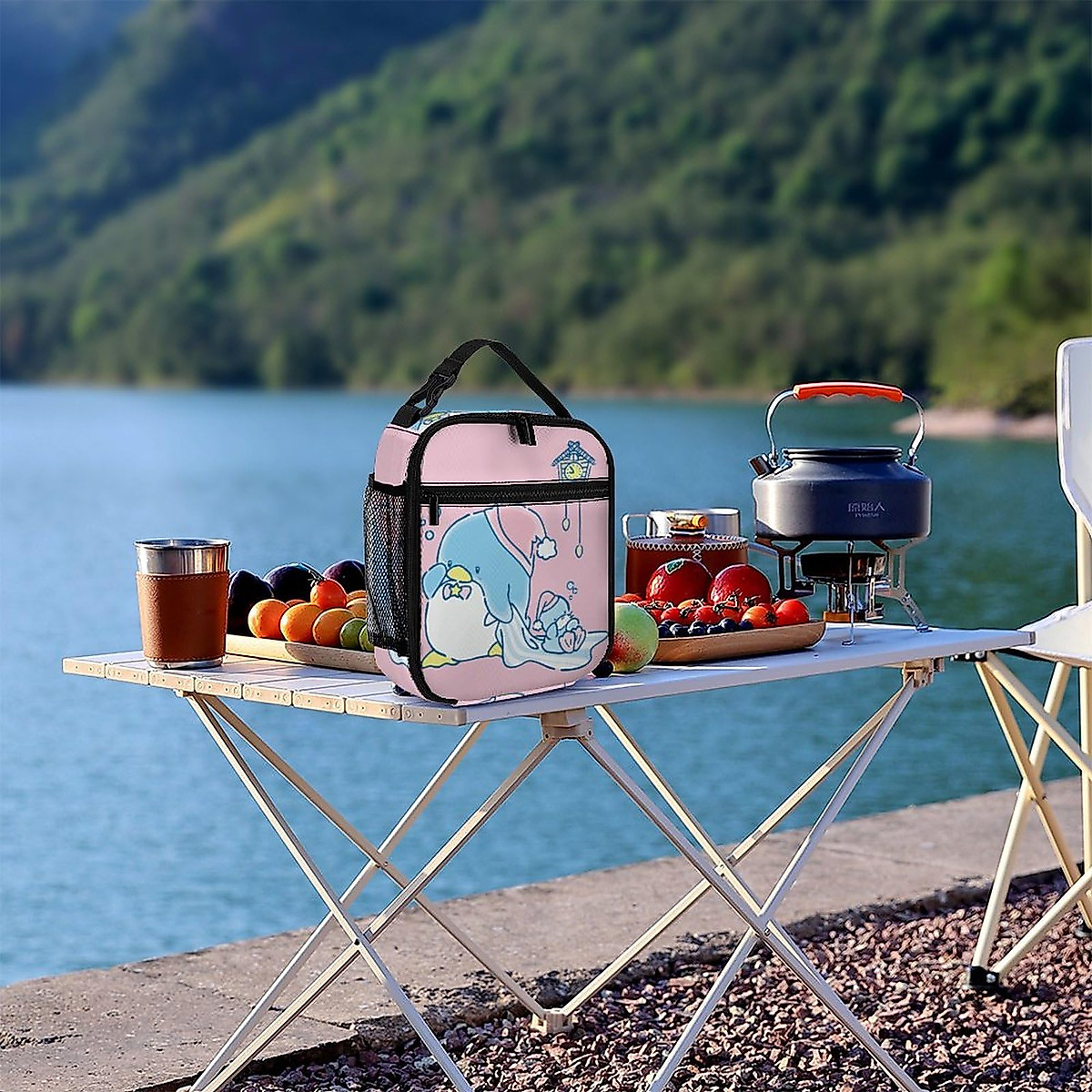 Cartoon Lunch Bag Tuxedosamm Lunch Tote Bag Portable Lunch Box With Pocket for Womens Men