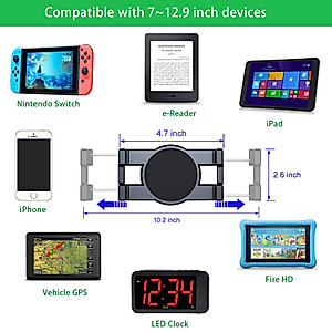 iTODOS Wall Mount Tablet Holder, Compatible with 7-12.9" iPad/Galaxy Tab S7/S8/S11/S10/iPhone/Cellphone, 360 Adjustable, Non-Slip Clip, Sturdy Aluminum Bracket, Easy Installation