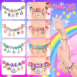 AMAZING TIME 130 Pieces DIY Charm Bracelet Making Kit Including Jewelry Beads, Snake Chains for Girls Teens Age 8-12 Unicorn Mermaid Gifts Christmas Stocking Stuffer