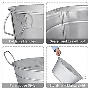 Large 6-Gallon Galvanized Tin Beverage Tub, 20x14x10 inches (Pack of 2)