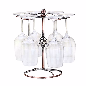 Fadak New Wine Holder 6 Cup Holder Lower Cabinet Hanging Goblet Holder - Undrilled Brass Champagne Gold Matte Stainless Steel (L)