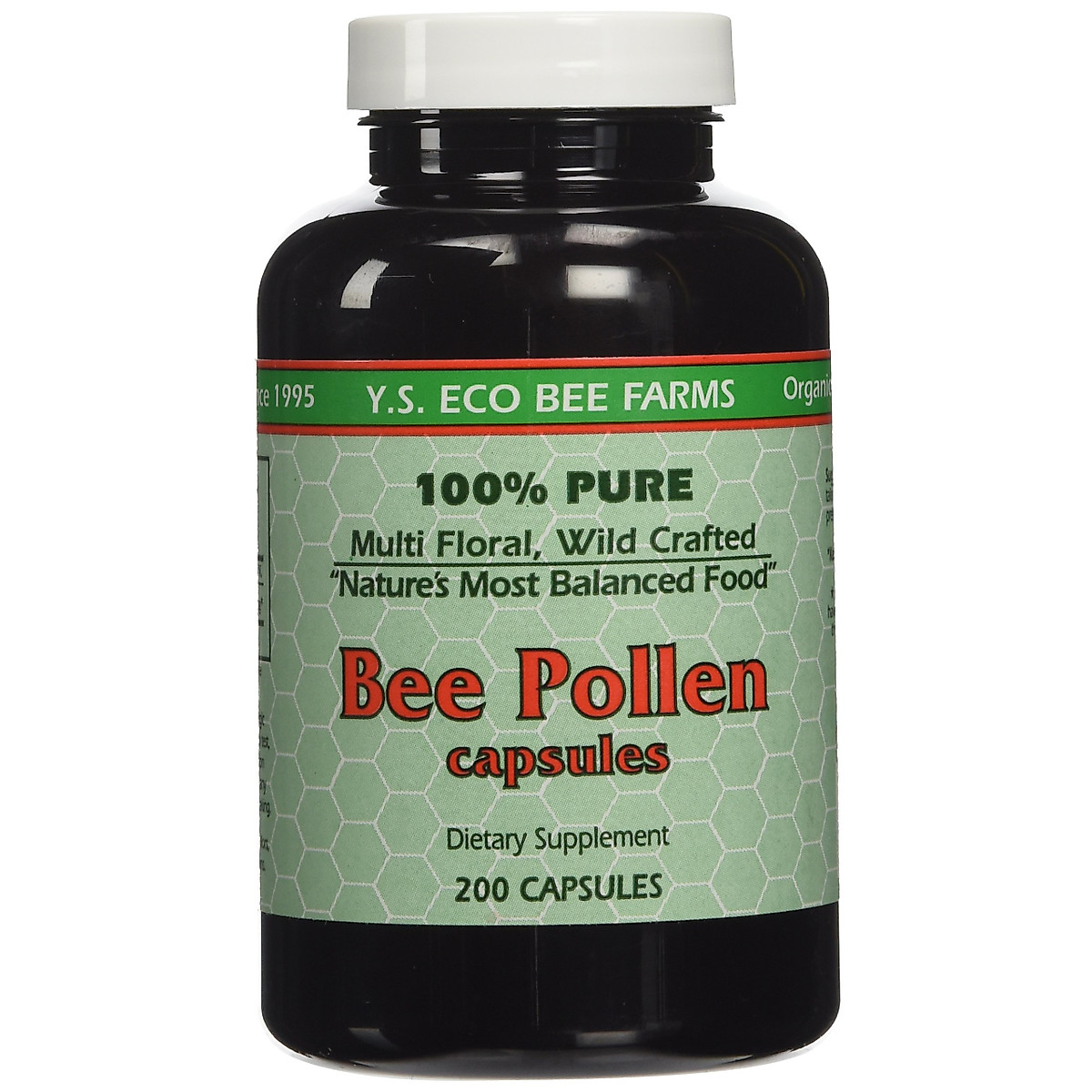 Y.S. ECO Bee Farms 100% Pure Bee Pollen 1,000mg- 200 Capsules